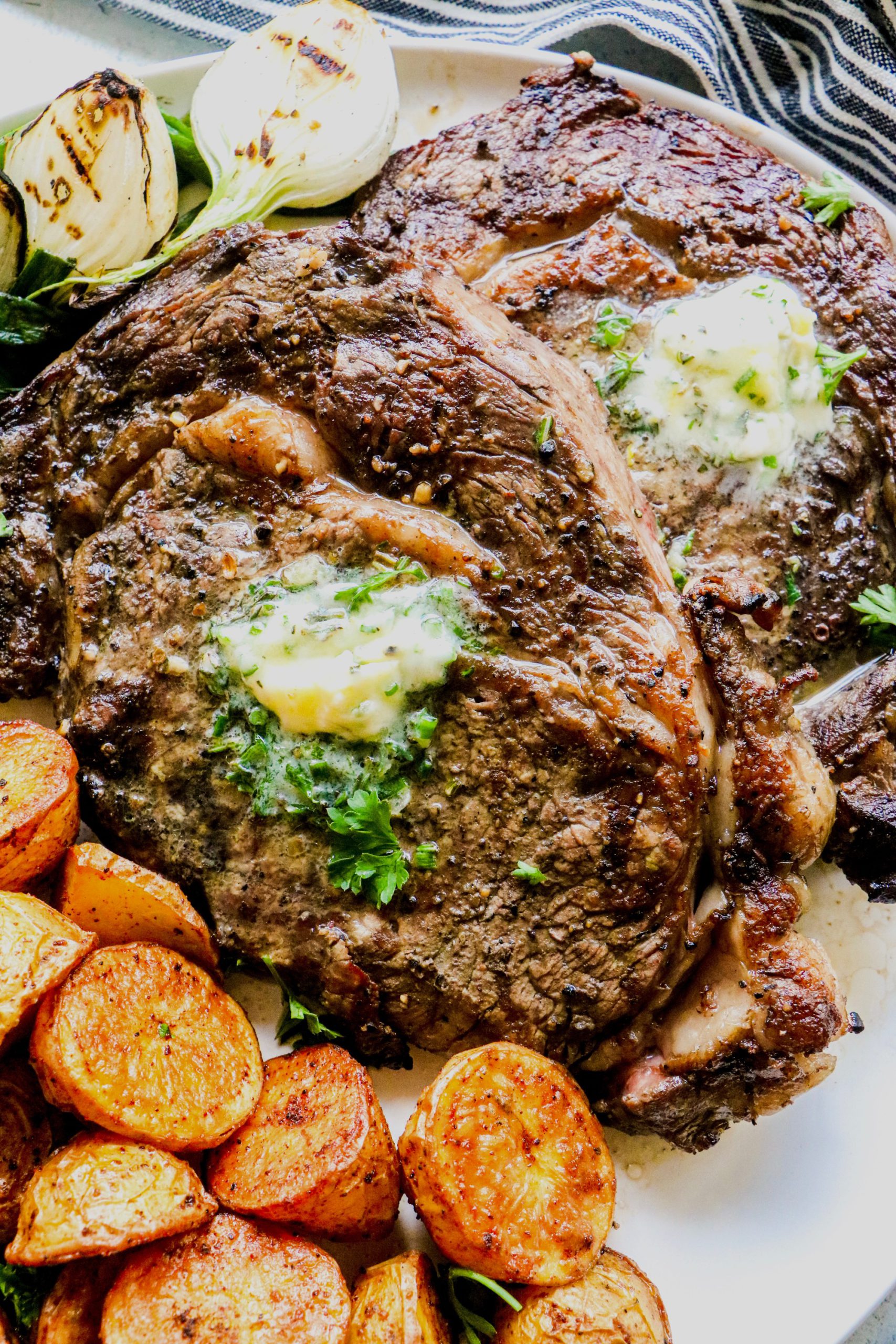 Grilled Ribeye with Herb Butter and Potatoes – Marisol Cooks